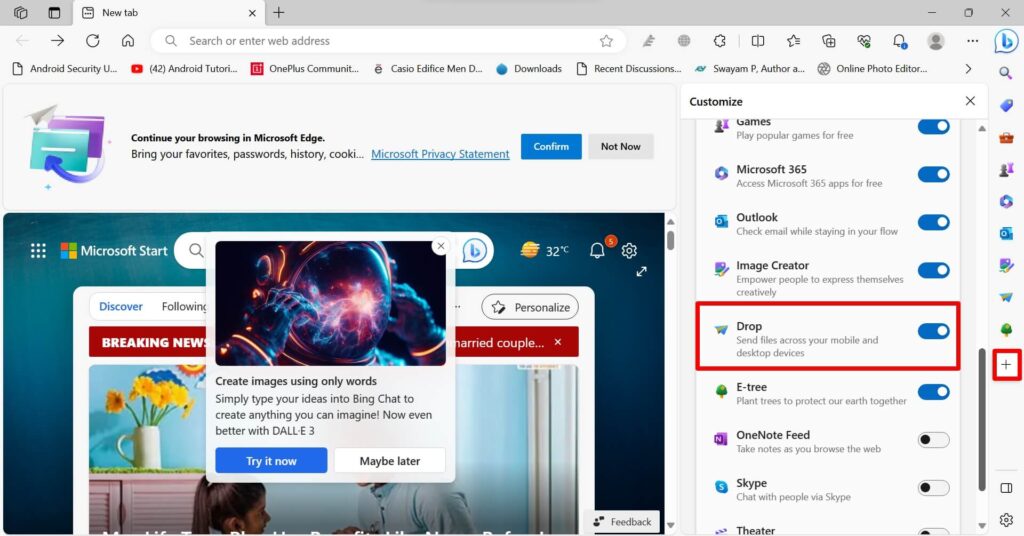 如何使用 Microsoft Edge Drop 传输文件 - TobMac