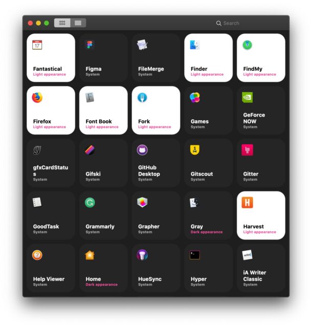 在带有灰色的Mac上对每个应用程序使用深色和浅色模式主题 - TobMac